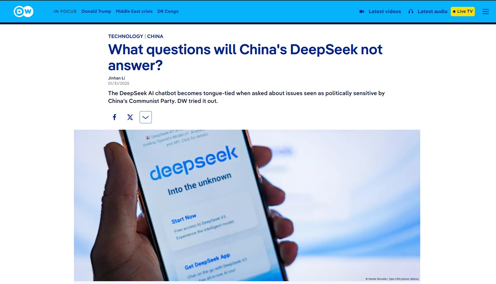 DW: Ποιες ερωτήσεις δεν θα απαντήσει το DeepSeek της Κίνας; - Directus